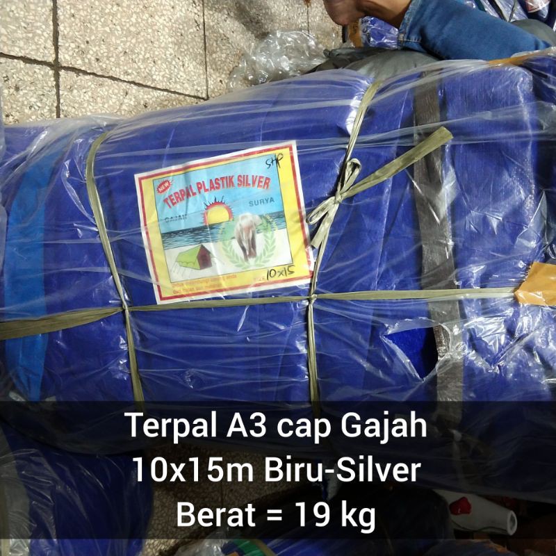 Jual Terpal Besar 10x15m 10x15 tebal A3 Biru cap Gajah kolam lele truck ...