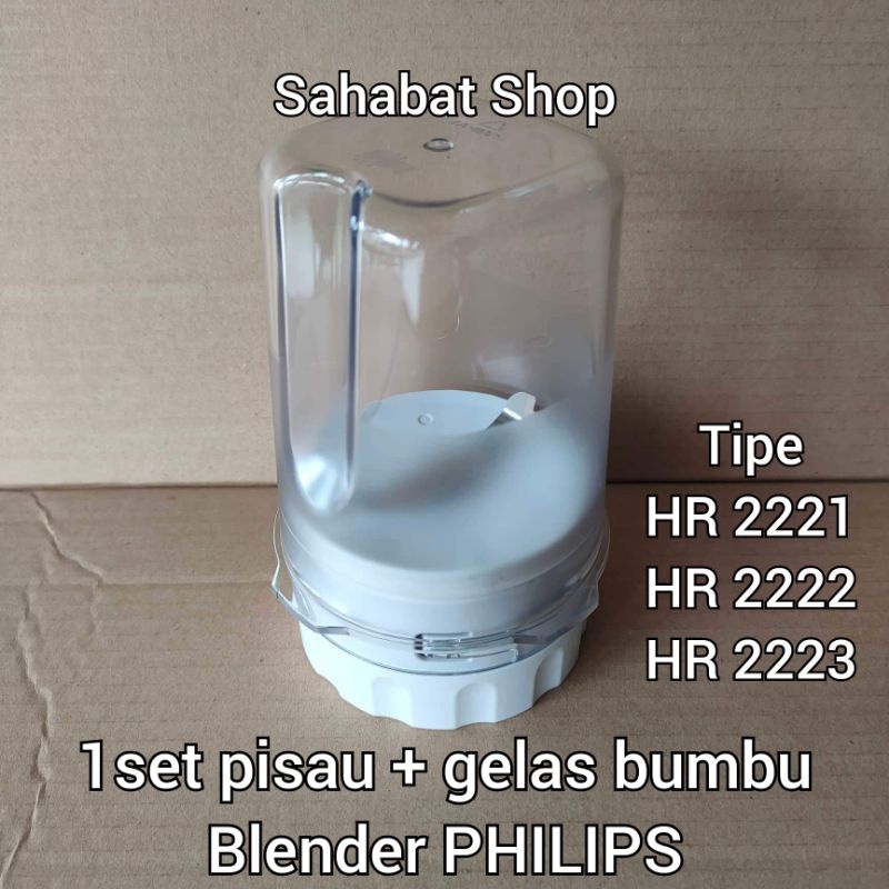 Jual FULLSET GELAS MILL BUMBU + PISAU SEAL BLENDER PHILIPS HR 2221 2222 ...