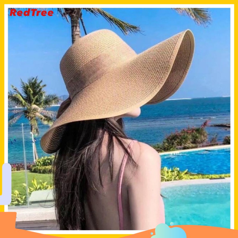 Jual REDTREE topi pantai papper pita lebar import summerhat pita T31 | Shopee Indonesia