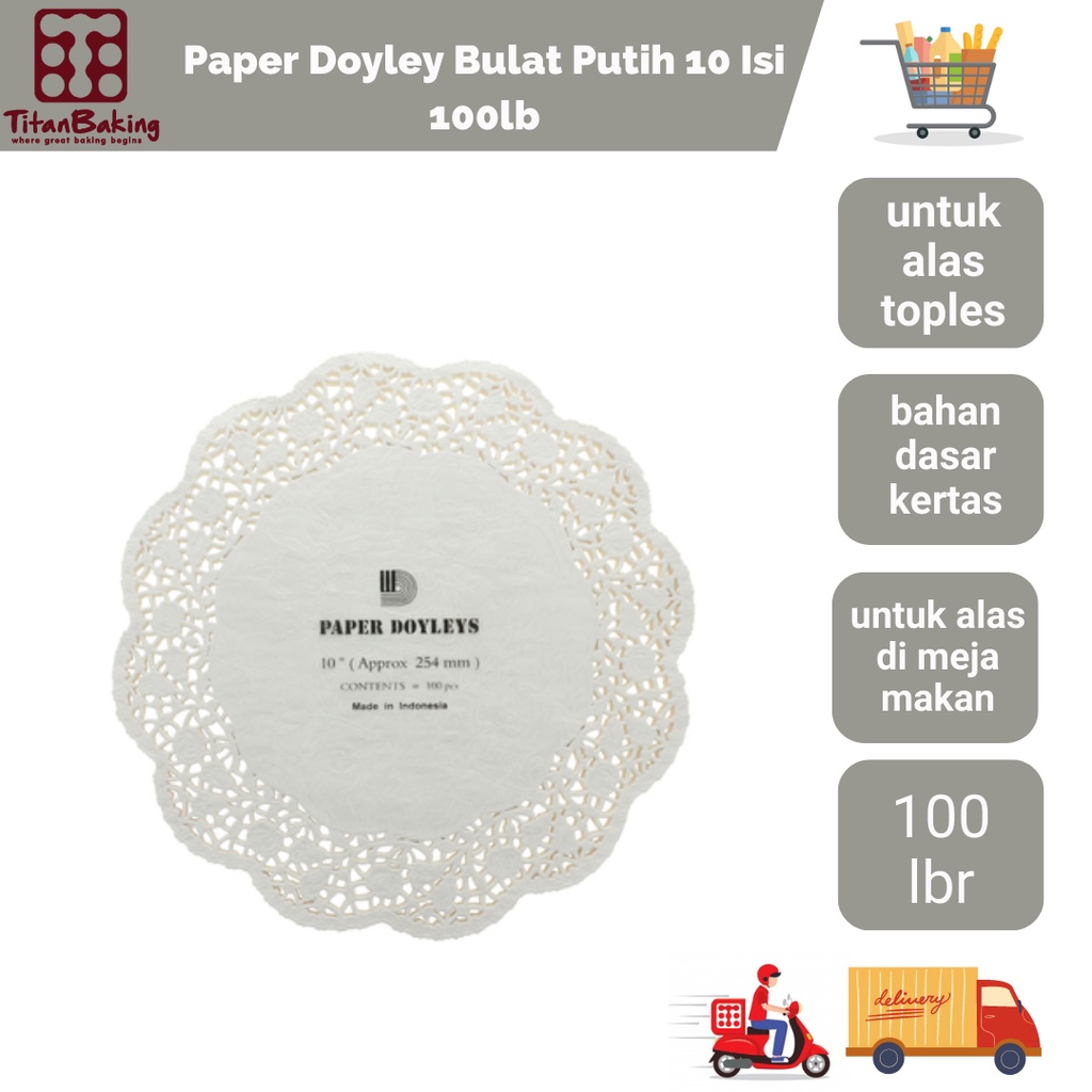 Jual Paper Doyley Bulat Putih 10 Isi 100 lebar / Alas Kertas Toples ...