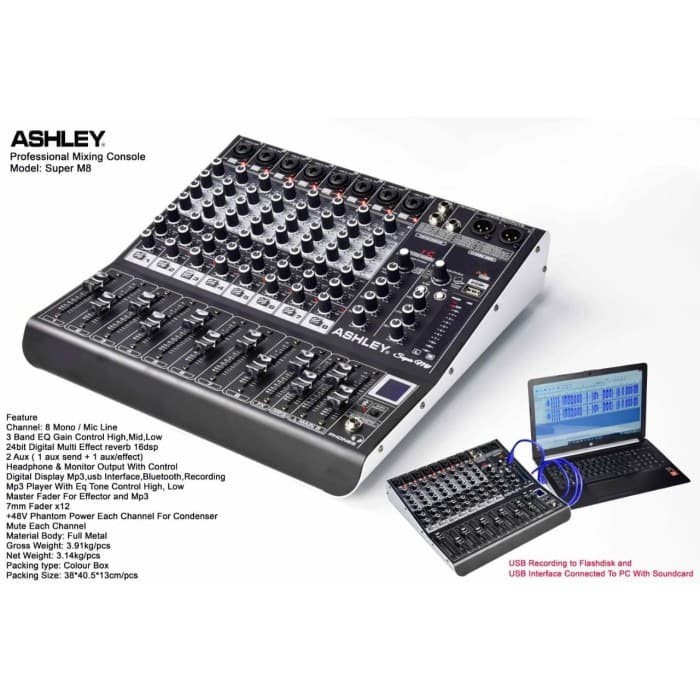 Jual Mixer Ashley 8 Channel Super M8 pro New Effect Digital Reverb ...