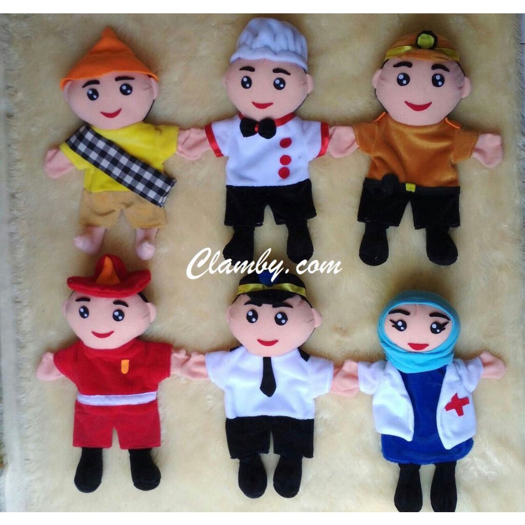 Jual Boneka Tangan Karakter Profesi Pilot Polisi Dokter Petani Pemadam ...
