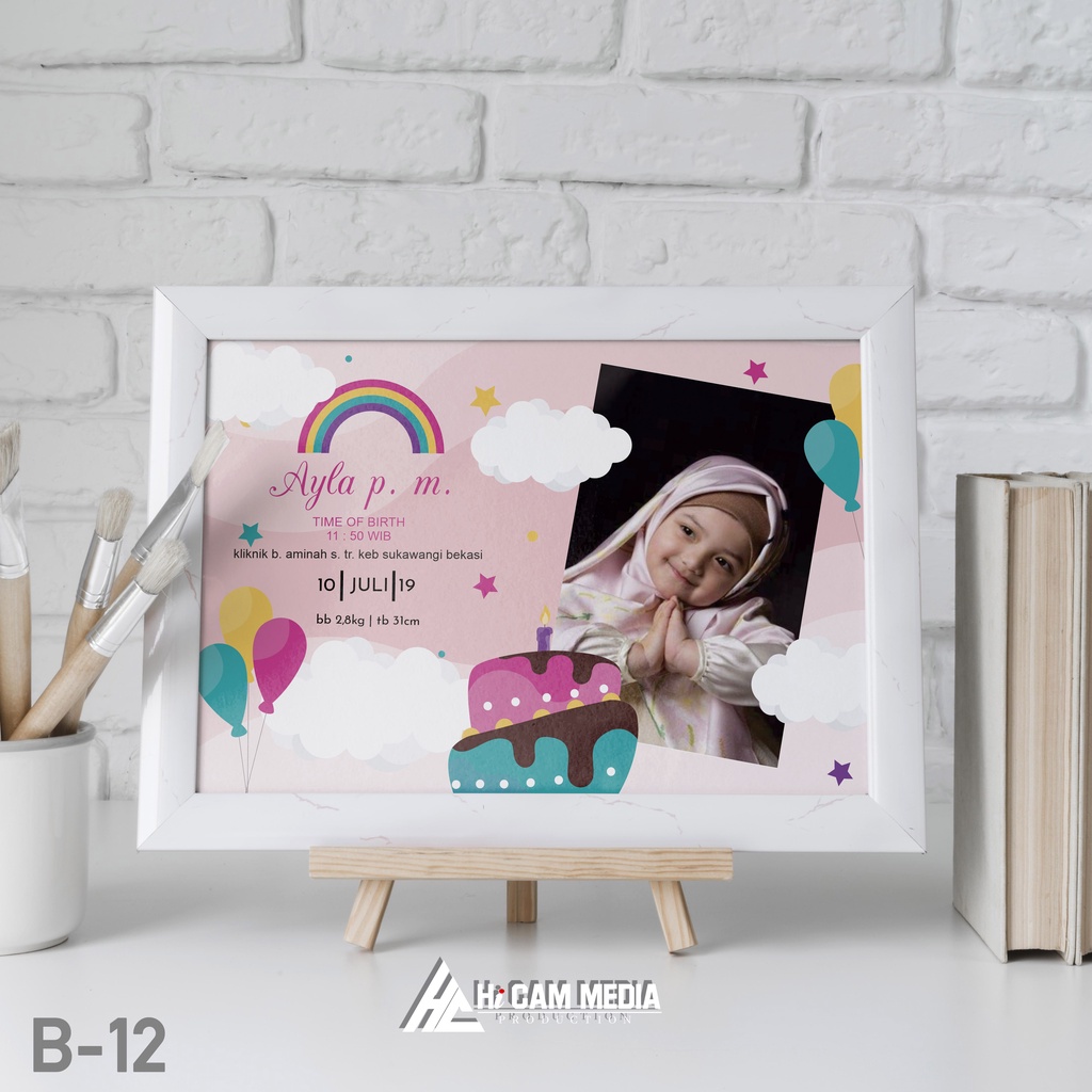 Jual Wall Decor Biodata Bayi New Born Costum Bingkai | Shopee Indonesia