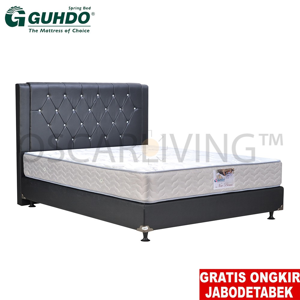 Jual Guhdo Kasur Springbed New Prima Abu Tebal 25 Cm Spring Bed Set Oreo HB Oxford Hitam Fullset ...