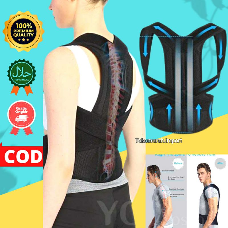 Jual Belt Sabuk Terapi Penyangga Punggung Pria & Wanita Anti Bungkuk Posture Back Support Brace ...