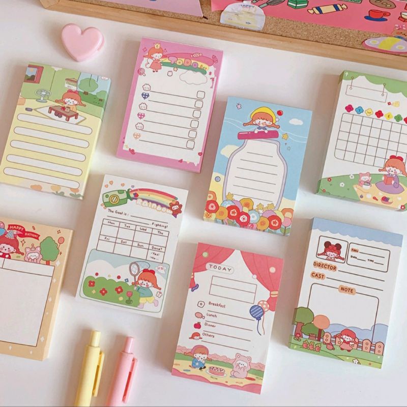 Jual Kertas Memo / Note Kartun Anak Perempuan Aesthetic Lucu / Kertas ...