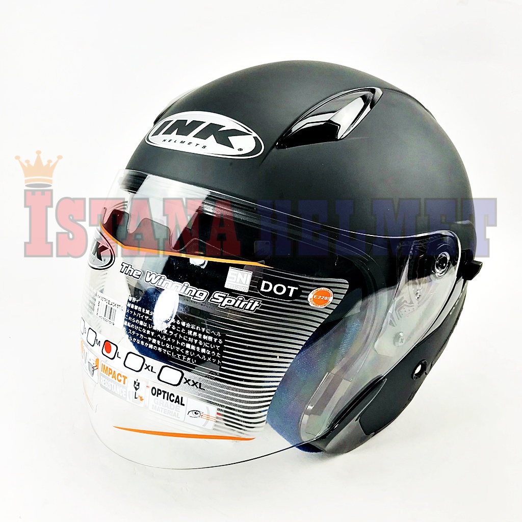 Jual HELM INK METRO 2 SOLID BLACK DOFF DOUBLE VISOR | Shopee Indonesia