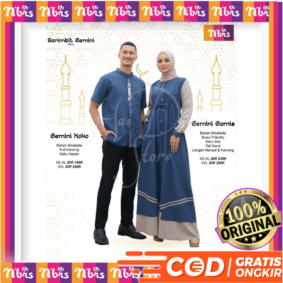 Jual [Baru] Nibras Couple Gemini Warna Cream dan Navy Ready | Shopee ...