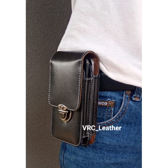 Jual Dompet Hp Pinggang Pria doubel / single Slot Kulit Sapi Asli ...