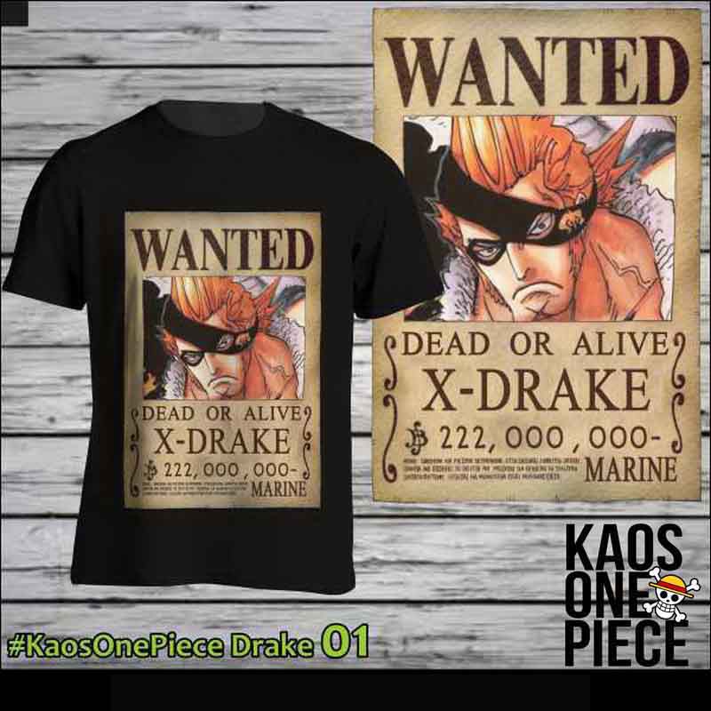 Jual Kaos One Piece Drake 01 Wanted Poster | Shopee Indonesia