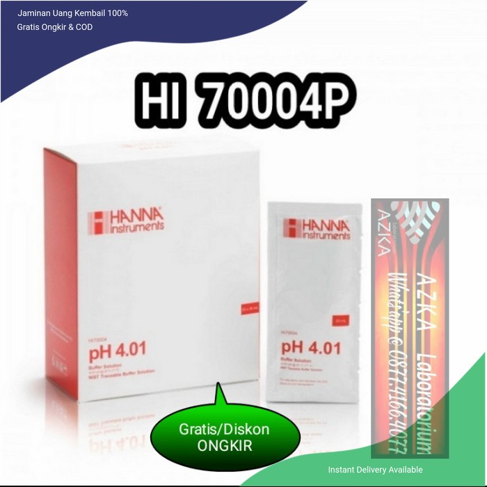 Jual Hanna HI-70004P pH 4.01 Buffer Sachets, 25 x 20 mL sachets ...