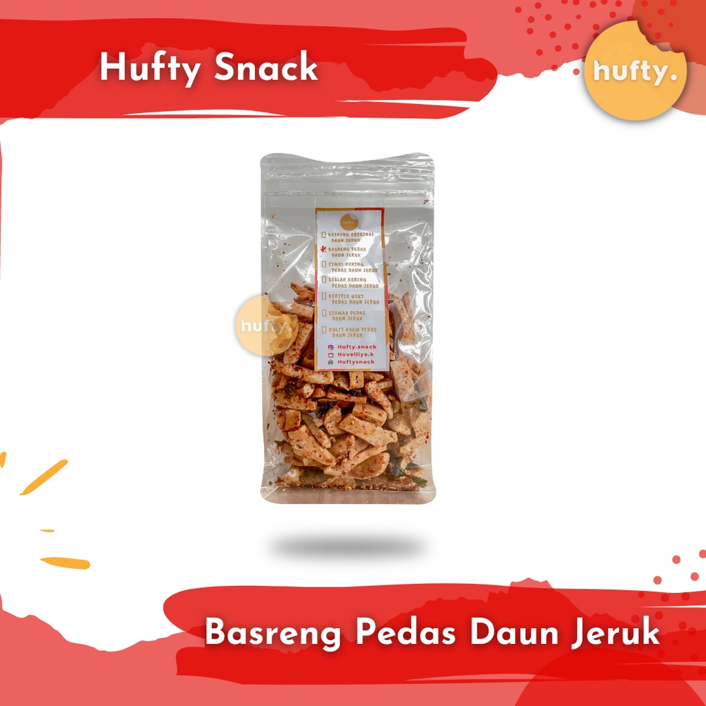 Jual Basreng Pedas Daun Jeruk 100 gram HUFTY SNACK | Shopee Indonesia