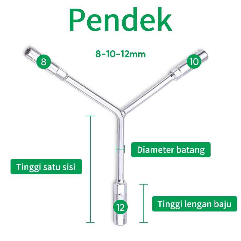 Jual ISKU Kunci Y 8 10 12 Panjang Kunci Sock Y 10 12 14 Socket Wrench ...