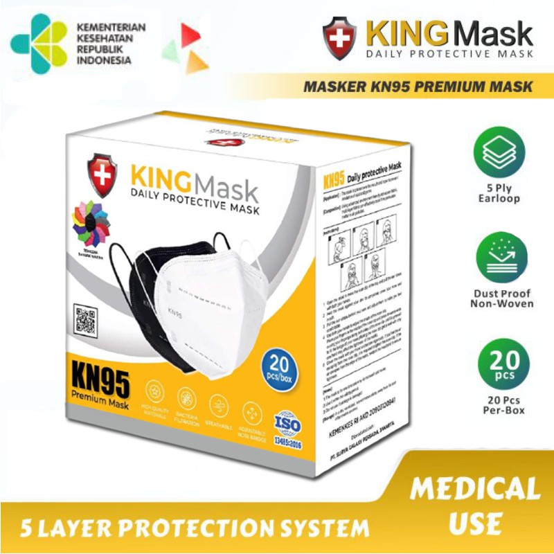 Jual Masker KN95 King Mask 5ply isi 20pcs Masker Earloop Masekr n95 ...