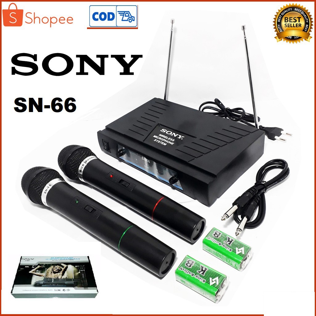 Jual Sony Microphone Double Wireless Sn-66 Suara Mega Bass-hitam ...