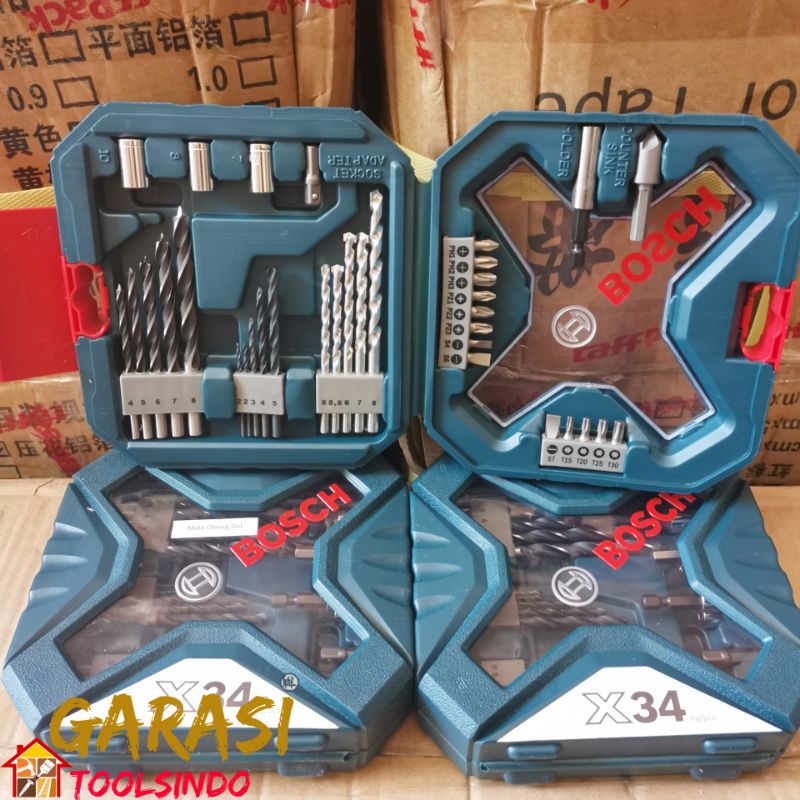 Jual BOSCH XLINE 34 PCS mata bor beton tembok besi kayu set mata bor ...