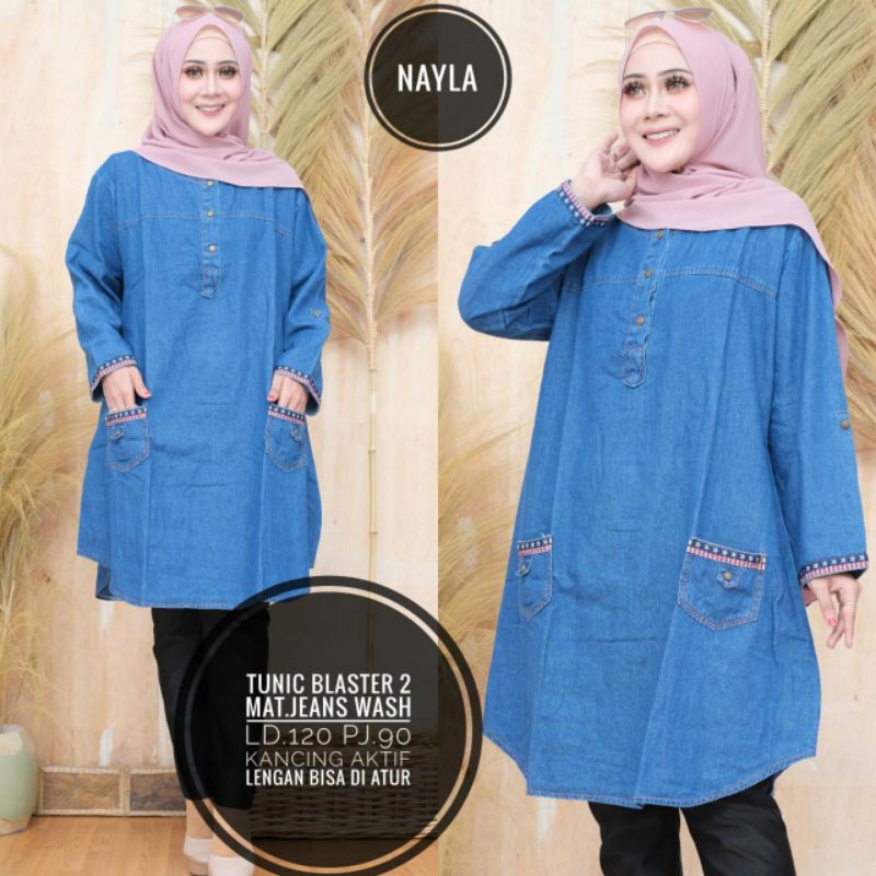 Jual [Terbaru ] Jual Tunik Blaster Baju Atasan Wanita Bahan Jeans Wash ...