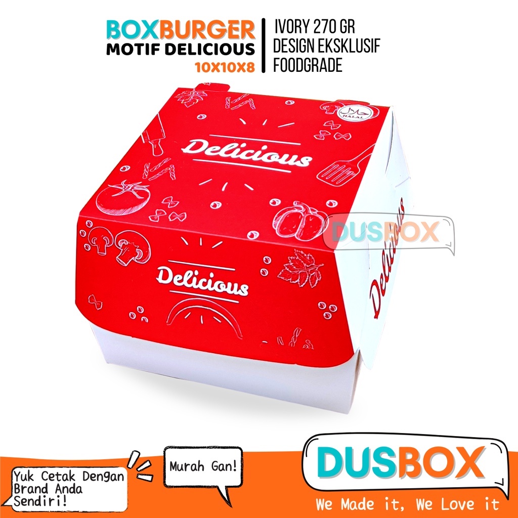 Jual Kemasan Burger / Dus Burger / Kemasan Burger Motif / Box Burger ...
