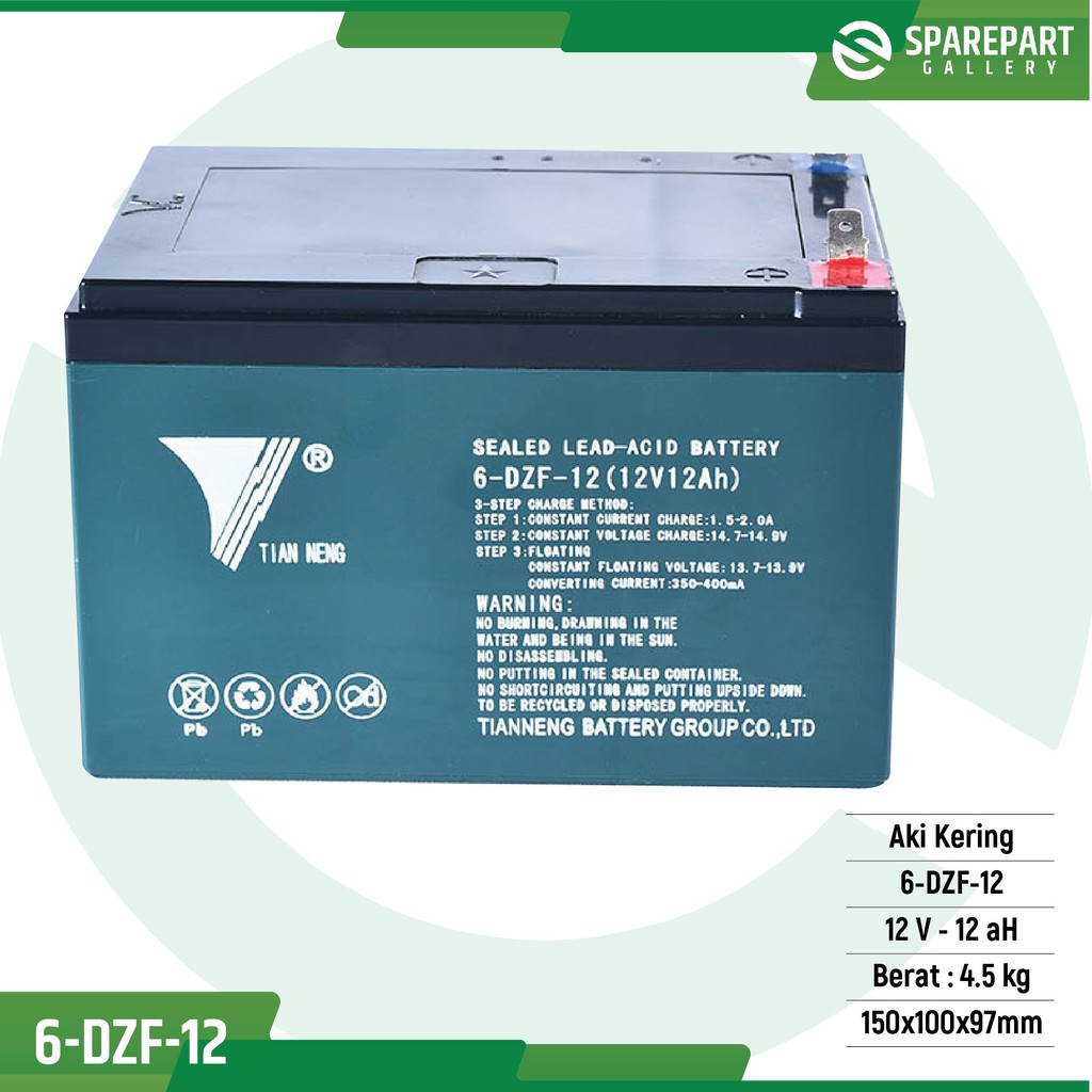 Jual Aki 12v12ah Tianneng baterai/aki kering sepeda dan skuter listrik ...