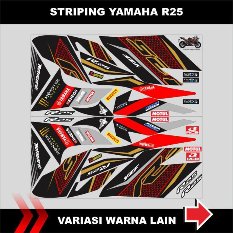 Jual Stiker Striping Yamaha R25 / Decal Sticker Motor R25 Variasi ...