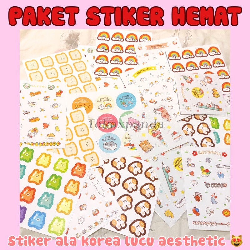 Jual [SALE] STICKER KOREA 5 LEMBAR AESTHETIC LUCU STIKER ESTETIK CUTE ...