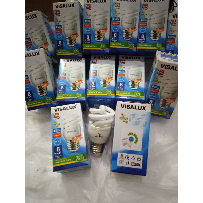 Jual lampu CFL 8w 220v putih tornado merek visalux | Shopee Indonesia