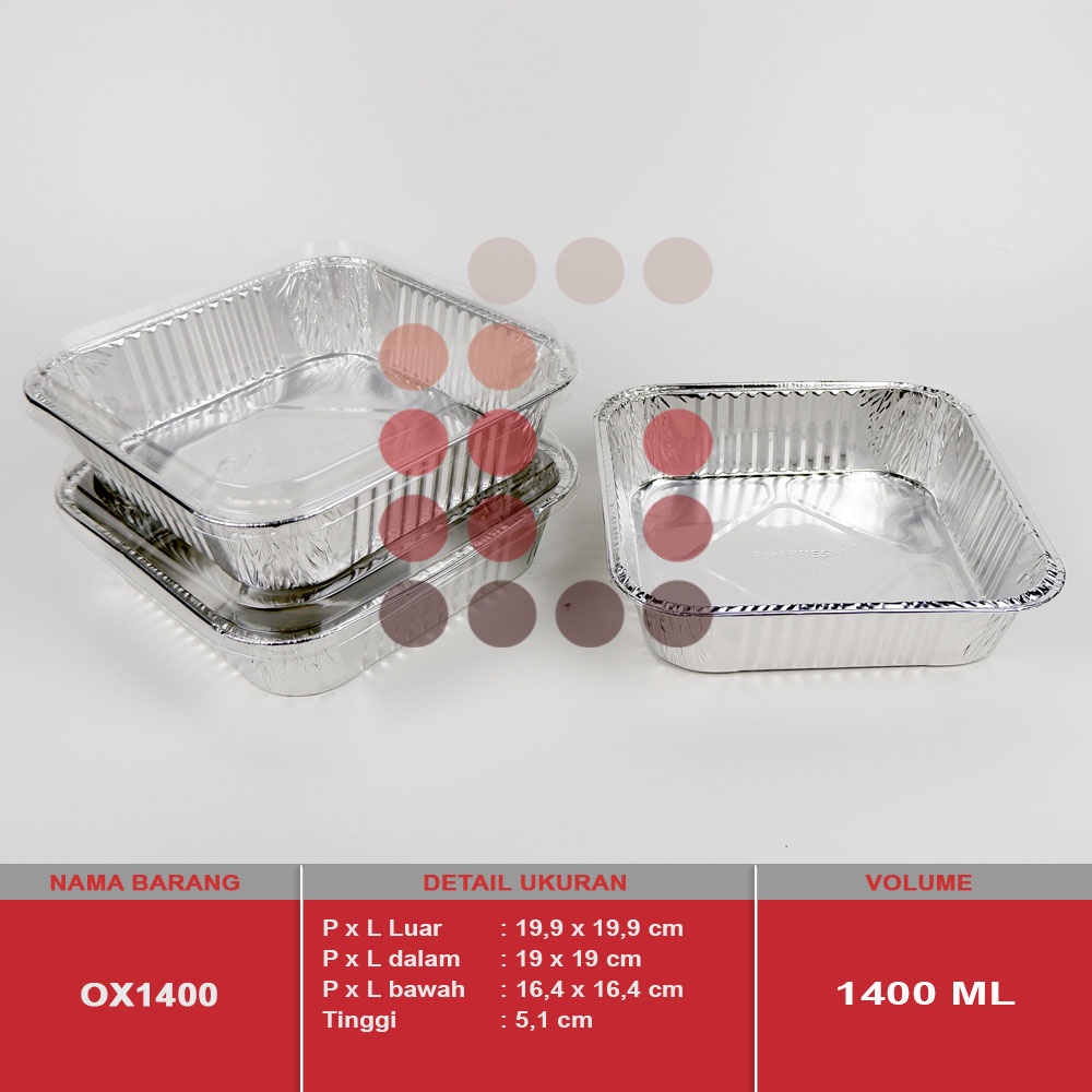 Jual alumunium foil cup OX 1400 + tutup / lasagna / macaroni schotel | Shopee Indonesia
