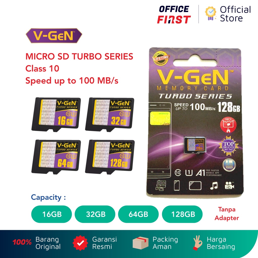 Jual V-Gen Micro SD Turbo Class 10 100 MBps 16 32 64 128 256 GB VGen V Gen MicroSD | Shopee ...