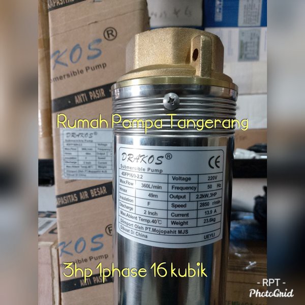 Jual Pompa satelit DRAKOS 3hp 1phase 16 kubik plus control box casing 4 inch. | Shopee Indonesia