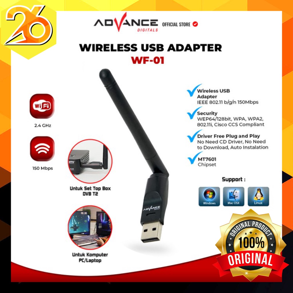 Jual ADVANCE USB Dongle Wifi Wireless Adapter Receiver Komputer PC Laptop Set Top Box 150Mbps ...