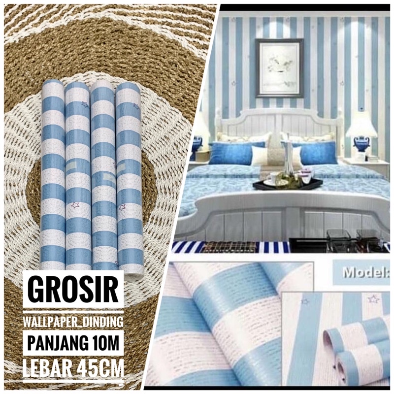 Jual Grosir Wallpaper Sticker Dinding Motif Garis Bintang Panjang 8 9m