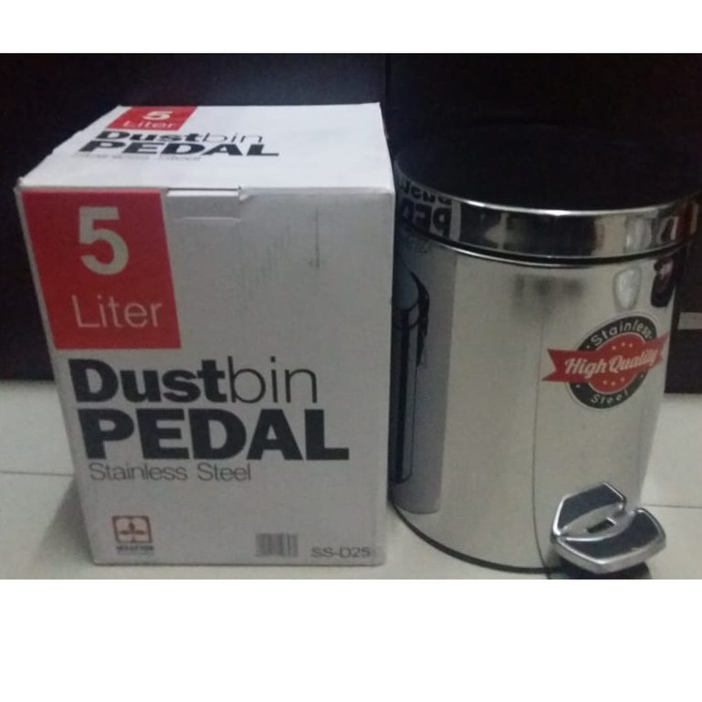 Jual Tempat Sampah Stainless Steel/ Maspion Dust Bin Pedal 5Liter/ Tempat Sampah Injak | Shopee ...