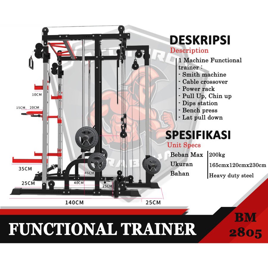 Jual Smith Machine Functional BM-2805/Multifungsi/Home/Monster G3/G6/G9/G12 | Shopee Indonesia