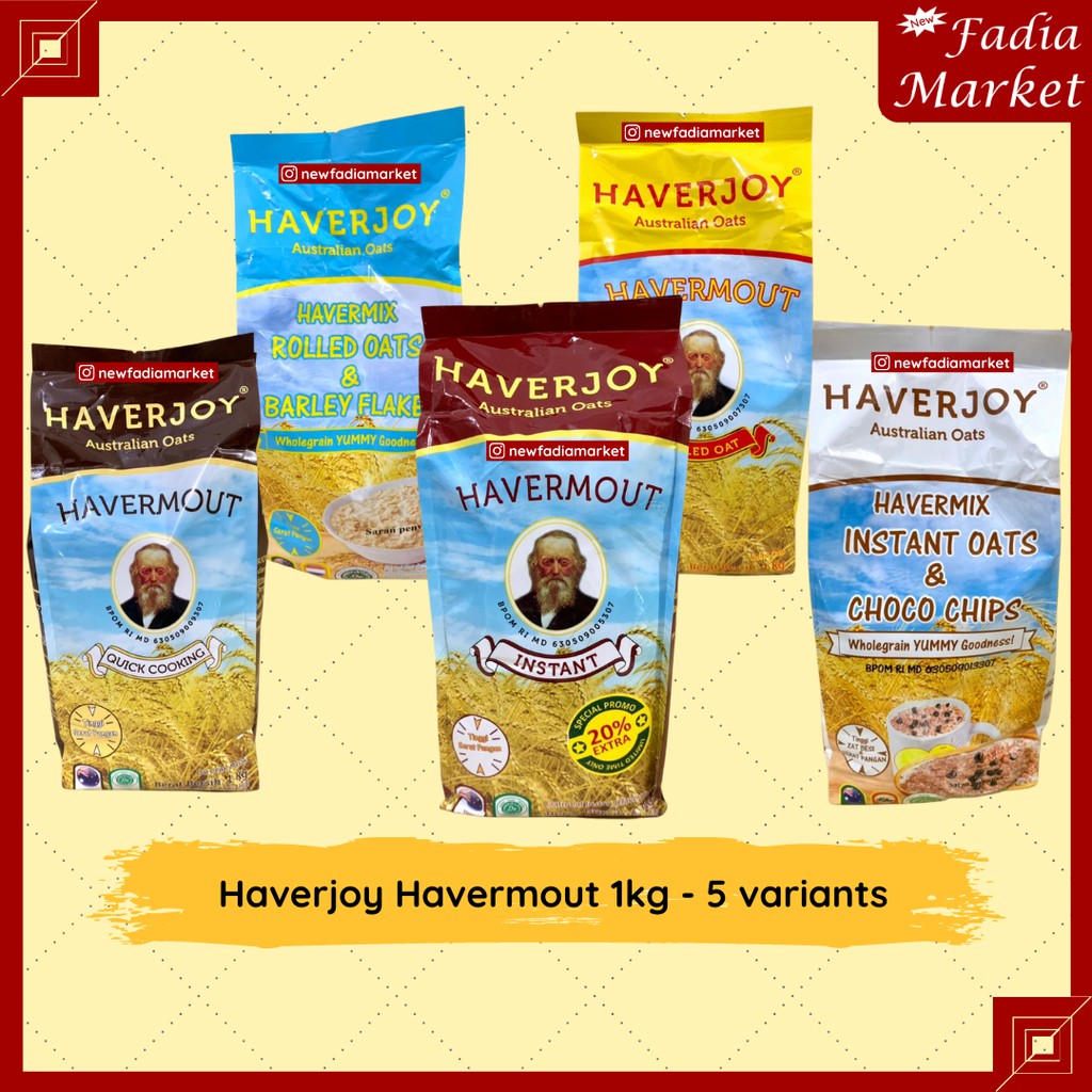 Jual Haverjoy Havermout 1kg - 5 variants [Instant/Quick Cooking/Rolled ...