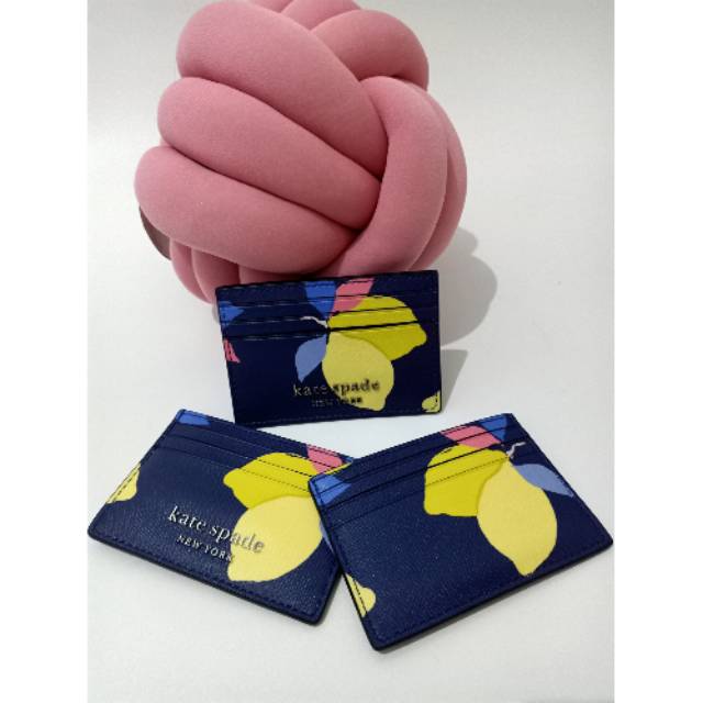 Jual Kate Spade Slim Card Hold Cameron Lemon Zist | Shopee Indonesia