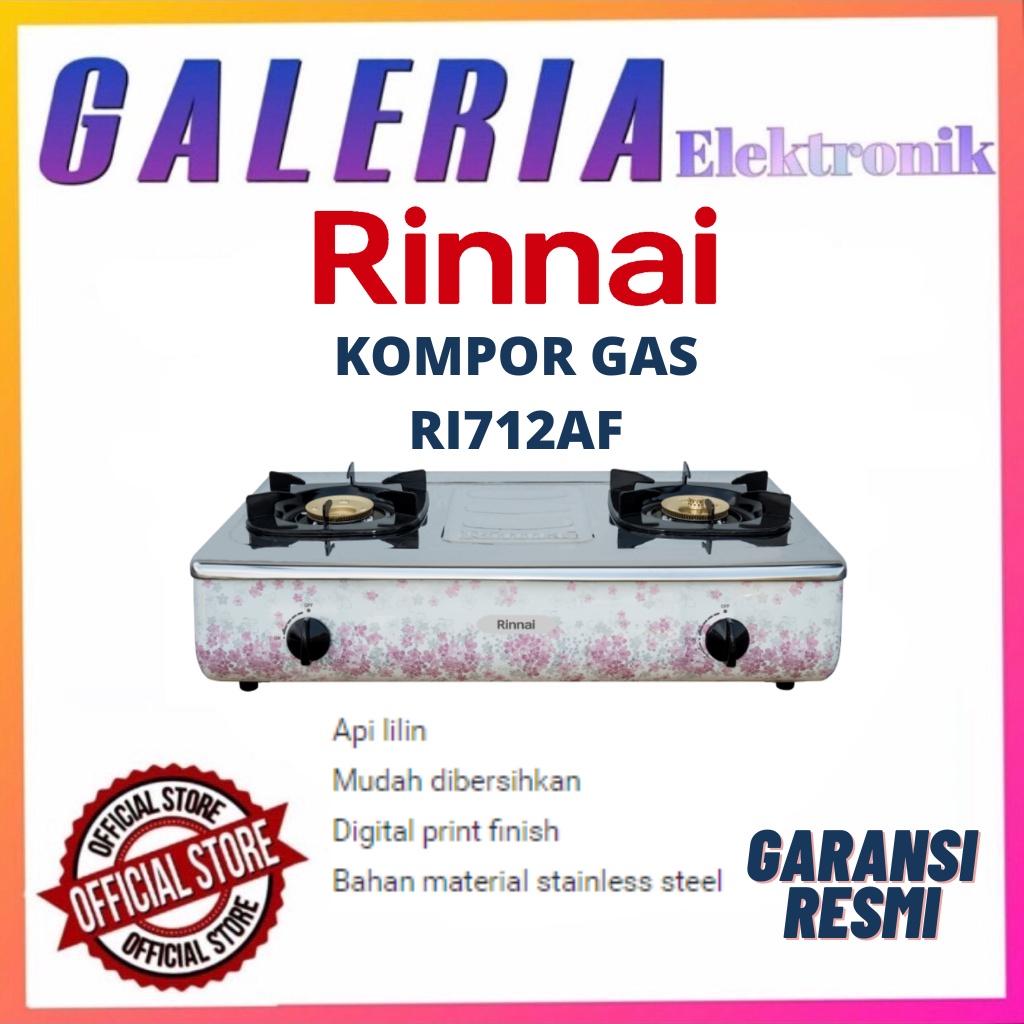Jual KOMPOR RINNAI 2 TUNGKU RI712AF GAS STOVE 2 BURNERS RI-712AF API ...