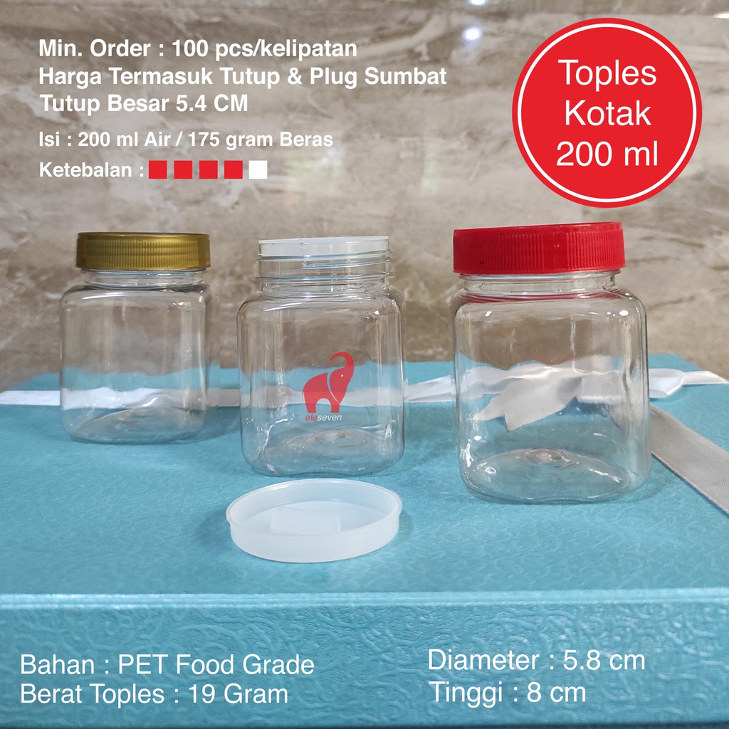 Jual Toples KOTAK 200ml 200 ml / Toples Plastik / Toples Sambal ...