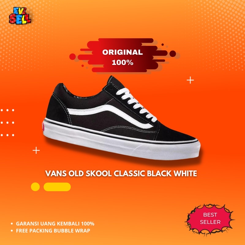Jual Vans Old Skool Classic Black White Shopee Indonesia