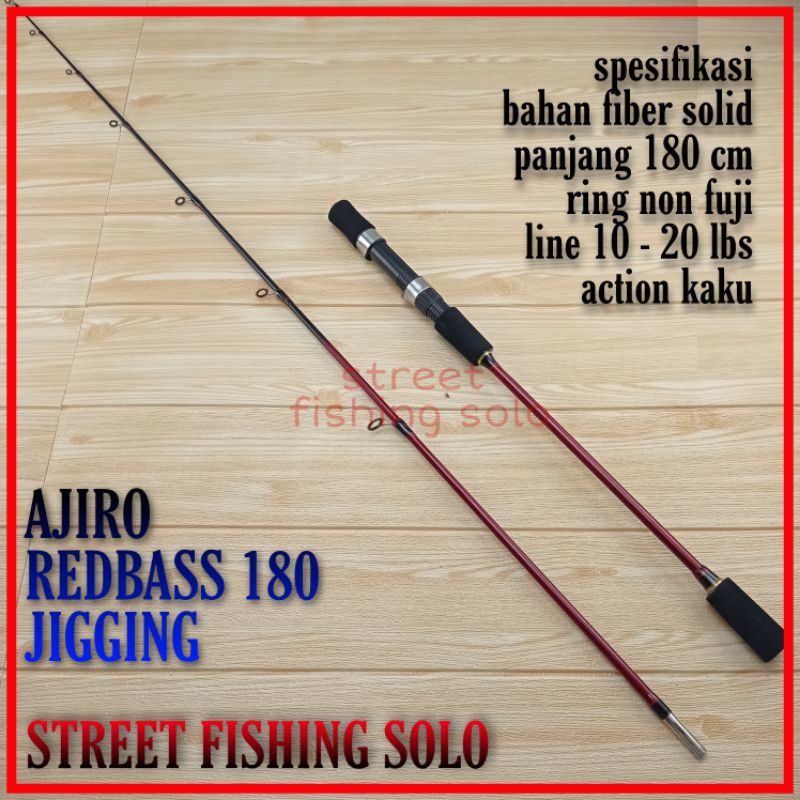 Jual Joran ajiro REDBASS JIGGING fiber solid kuat 15 kg ukuran 150 165 ...