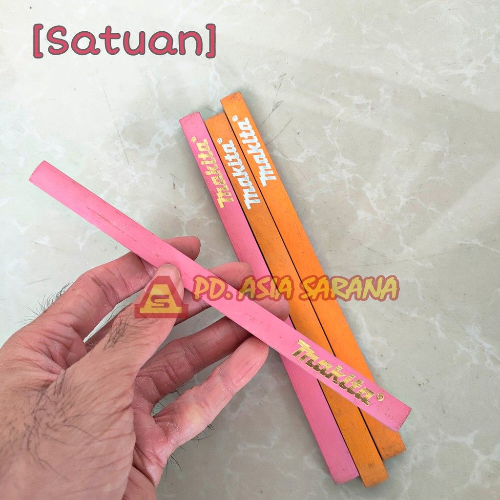 Jual Pensil Tukang Bangunan Ukur Makita / Pencil Kayu Potlot Carpenter ...