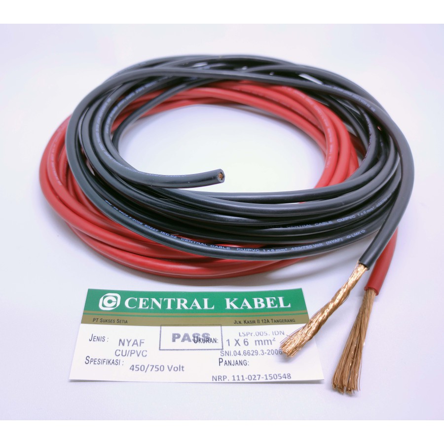 Jual SNI CENTRAL KABEL NYAF 6 Sqmm 750V Meteran ( H07VK / AF / BVR 6mm 1x6mm 6Sqmm 1x6Sqmm 1x6 ...
