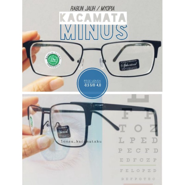 Jual Kacamata Minus Kotak Persegi Kaca Mata Min Rabun Jauh Myopia Pria ...