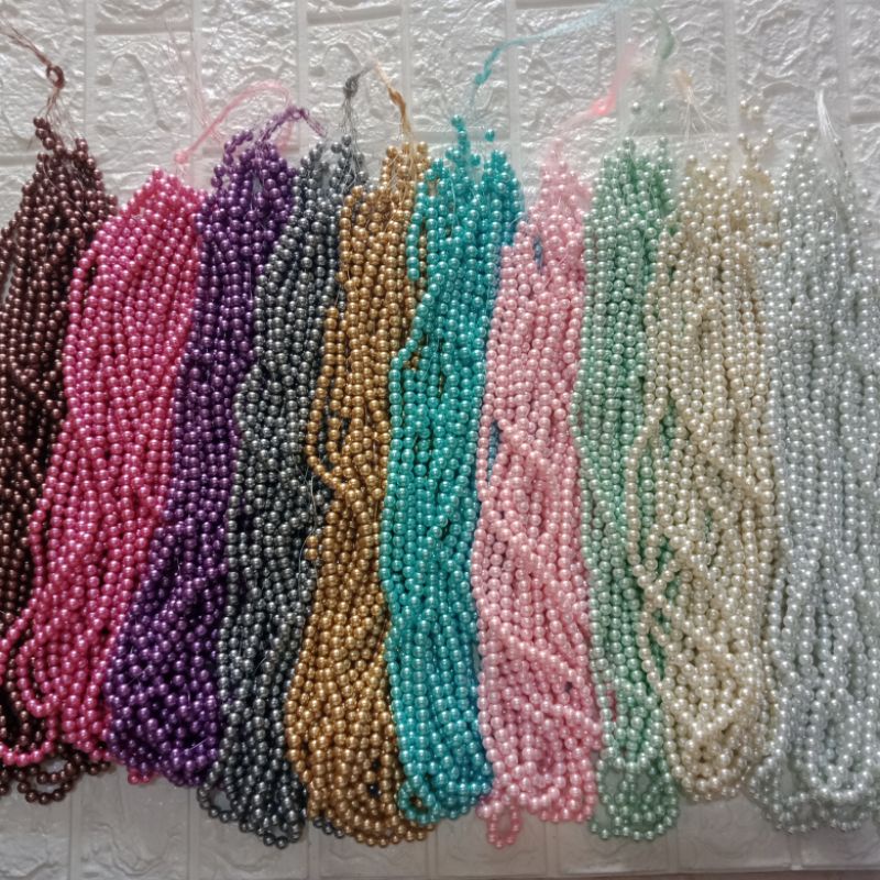 Jual (string/isi -+112 pcs) Mutiara berat sintetis 8mm bahan craft ...