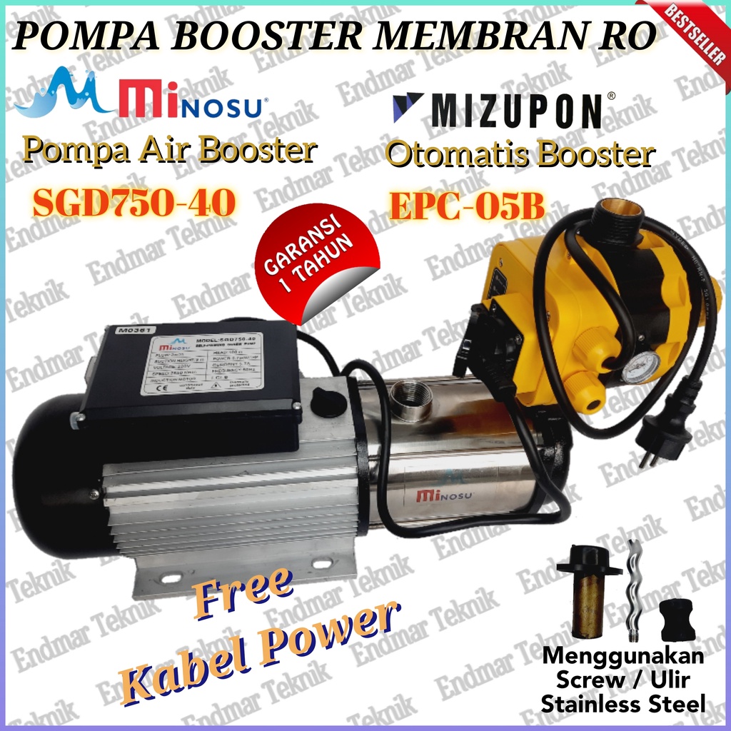 Jual POMPA AIR BOSTER MINOSU SGD750-40 MEMBRAN RO OTOMATIS BOOSTER MIZUPON EPC-05B AUTOMATIC ...