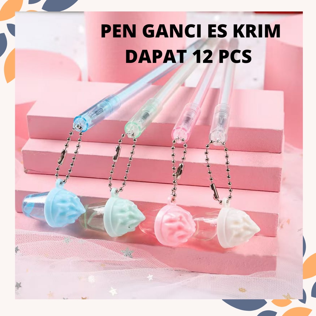 Jual PEN GANTUNGAN KUNCI ES KRIM DAPAT 12 PCS SUNDAE PENA BOLPEN ...