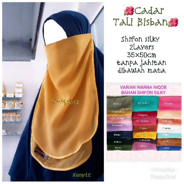 Jual Cadar tali bisban 2 layers bahan sifon silky tanpa jahitan di bawah mata original | Shopee ...