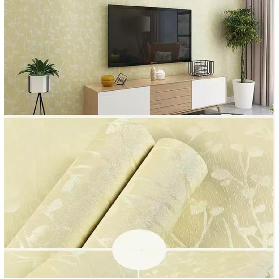 Jual WALLPAPER DINDING ukuran 45 cm x 10 M Motif POLOS EMBOS MAS GOLD SALUR EMAS RAMBAT DAUN ...