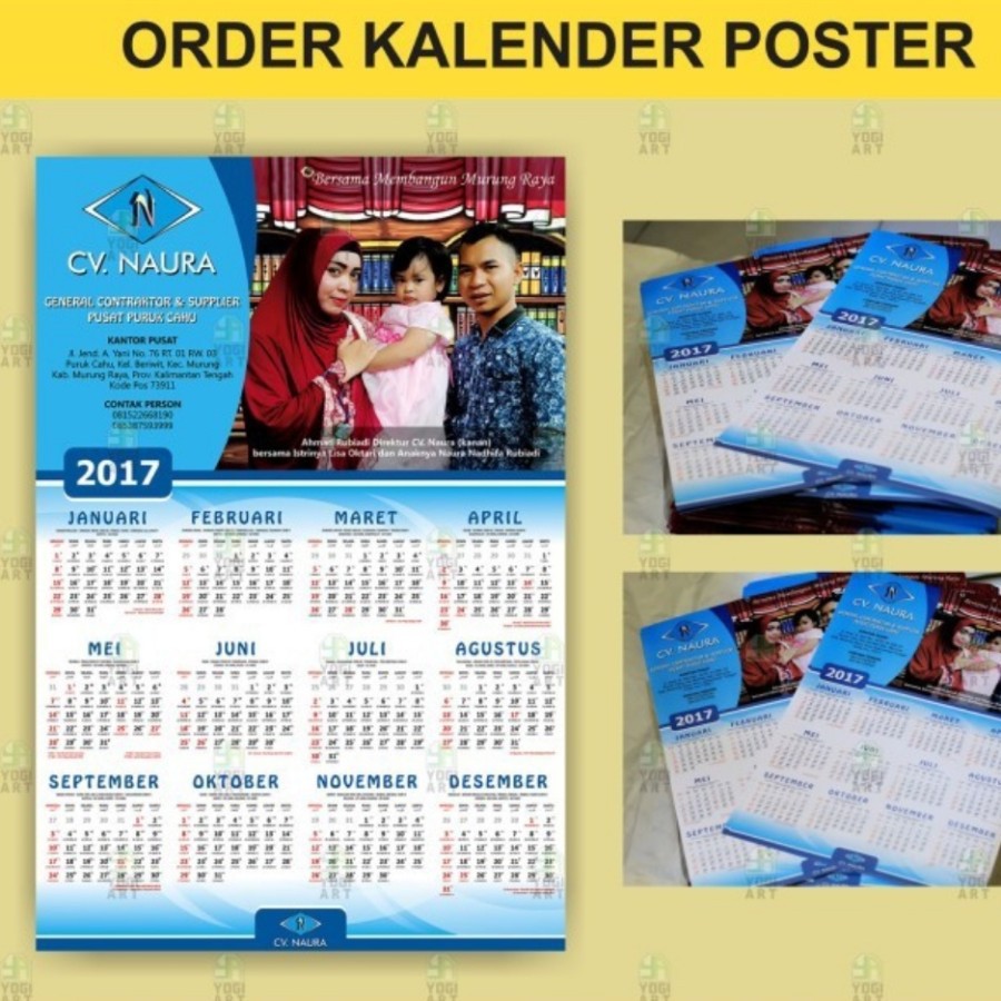 Jual Cetak Kalender Poster Uk. 38 cm x 53 cm (Tanpa Finishing klep seng ...