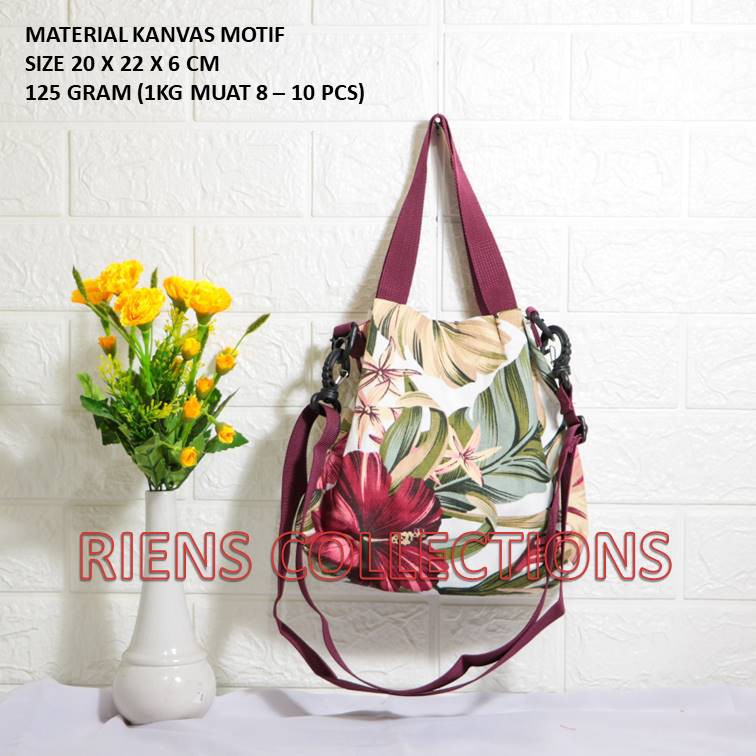 Jual SLING BAG TAS SELEMPANG KANVAS MOTIF BUNGA SEPATU RIENS COLLECTIONS. TAS KANVAS JOGJA ...