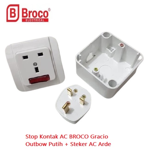 Jual Broco Stop Kontak AC Socket 3 Pin White - STOP KONTAK AC MERK ...